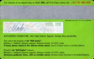 Tarjeta de Banco: SEB MasterCard (SEB Latvija Unibanka, LetoniaCol:LV ...