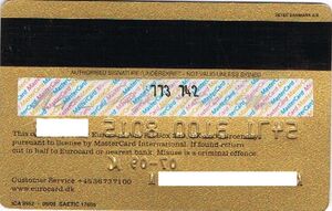 Bank Card: Eurocard Gold (Mastercard, DenmarkCol:DK-MC-0017
