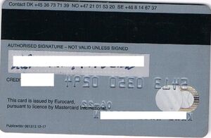 Bank Card: Eurocard Platinum (Mastercard, DenmarkCol:DK-MC-0018