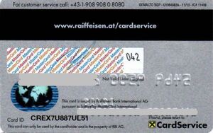 Bank Card: MasterCard Classic (Raiffeisen Bank, AustriaCol:AT-MC-0023