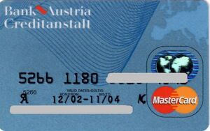 Bank Card: MasterCard (Bank Austria, AustriaCol:AT-MC-0024.01