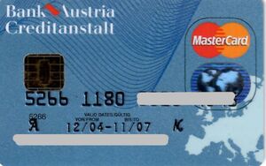 Bank Card: MasterCard (Bank Austria, AustriaCol:AT-MC-0024.02
