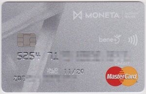 Bank Card: Moneta Money Bank - bene+ (Moneta Money Bank, Czech ...