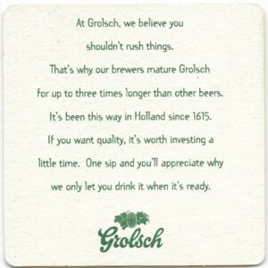 Beer Coaster: Grolsch (Grolsch, NetherlandsCol:NL-001016