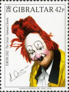 Stamp: Nicholai Polakovs Obe (1900 - 1974), "Coco" (Gibraltar(Europa (C ...