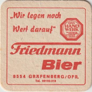 Beer Coaster: Friedmann Bier (Brauerei Friedmann, Germany, Federal ...