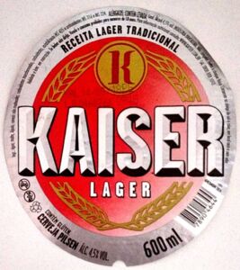 Drink Label: Kaiser Lager (Cervejarias Kaiser do Brasil, BrazilCol:BR ...