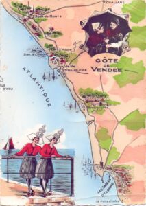 Tarjeta Postal: Map of the Vendee Coast (Francia(_Department Vendée ...