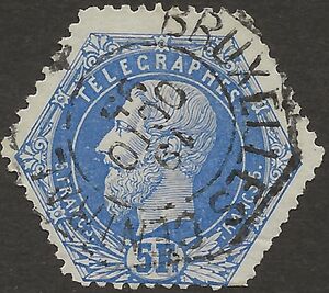 Stamp: Telegraph Stamp: Leopold II on full background (Belgium ...