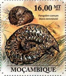 Stamp: Manis temminckii (Mozambique(Fauna of Mozambique - Pangolins and ...