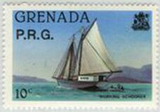 Stamp: Schooner - WITH OVERPRINT P.R.G. (Grenada(Ship Definitives ...