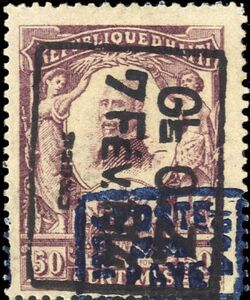 Stamp: General Pierre Nord Alexis (1820–1910) overpted "Post Payé ...