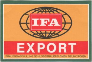 Drink Label: IFA Export (Schlossbrauerei Neunkirchen, Germany, Federal ...