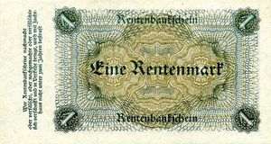 Banknote: 1 Rentenmark (Germany(1923 Rentenmarkschein Issue ...