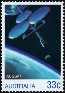 Stamp: AUSSAT Satellite, Moon and Earths Surface (Australia(AUSSAT ...