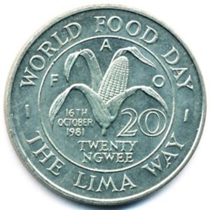 Coin: 20 Ngwee (F.A.O. - World Food Day) (Zambia(1968~1989 - 3rd ...