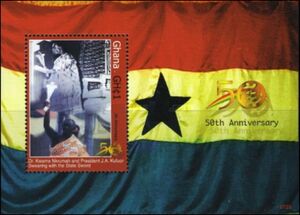 Stamp: First President and President Kofuor holding the State Sword ...