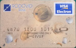 Bank Card: VISA Electron (Rodovid Bank, UkraineCol:UA-VE-0543