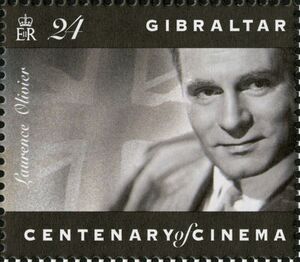 Stamp: Laurence Olivier (1907-1989) (Gibraltar(Centenary of Cinema ...
