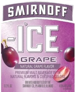 Drink Label: Smirnoff Ice Grape (Smirnoff Co., United States of ...