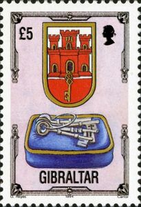Stamp: Coat of Arms and Fortress Keys (Gibraltar(Definitives 1993-1995 ...