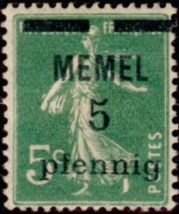 Stamp: The Seederess, overprint Memel (Memel Territory(Memel) Mi:KL 18b ...