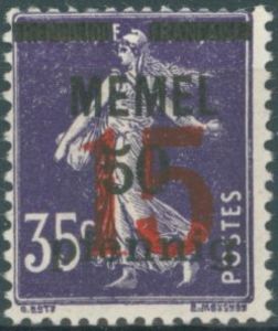 Stamp: The Sower, Surcharged and Overprinted 'MEMEL' (Memel Territory ...