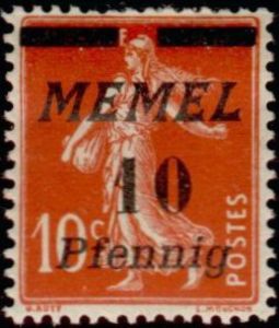 Stamp: The Seederess, italic overprint Memel (Memel Territory(Memel) Mi ...