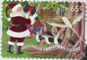 Stamp: Santa Conducting Choir with Foil (Christmas Island(Christmas ...