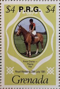 Stamp: HRH Prince Charles on Horse - WITH OVERPRINT P.R.G. (Grenada ...