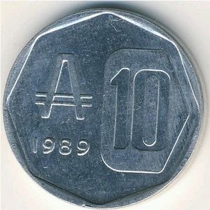 Moneda: 10 Australes (Argentina(1985~1991 - Austral) Col:AR-000061,WCC ...