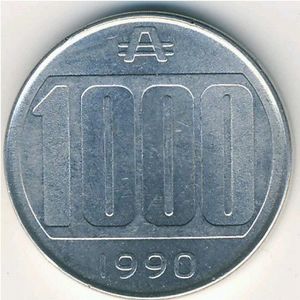 Moneda: 1,000 Australes (Argentina(1985~1991 - Austral) Col:AR-000064 ...