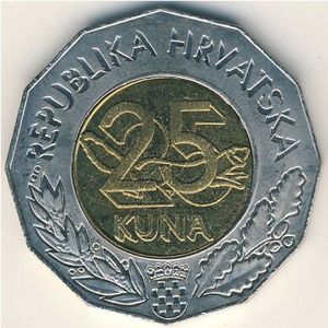 Coin: 25 Kuna (European Union) (Croatia(1991~Today - Republic ...