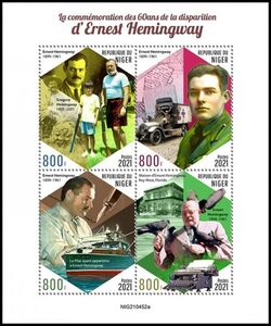 Stamp: 60th Anniversary of the Death of Ernest Hemingway (Niger(Ernest ...