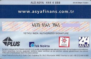 Bank Card: Asya Finans (Bank Asya, Türkiye (Turkey)Col:TR-VE-0144