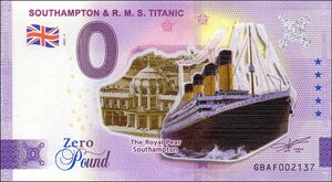 Banknote: 0€ United Kingdom-Southampton & R.M.S. Titanic (Fantasy Euro ...