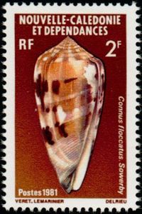 Timbre: Snowflake Cone (Conus floccatus) (Nouvelle-Calédonie(Shell) Mi ...