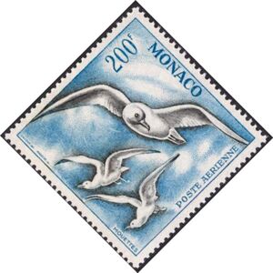 Stamp: European Herring Gull (Larus argentatus) (Monaco(Seabirds from ...