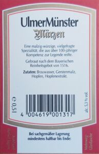 Drink Label: UlmerMunster Marzen (Ulmer Münster Brauerei, Germany ...