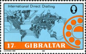 Stamp: Printed Circuit forming the Map of the World (Gibraltar ...