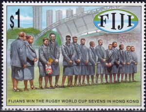 Stamp: Rugby Team (Fiji(Rugby Sevens World Cup - Fiji wins) Mi:FJ 826 ...
