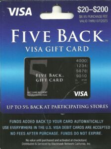 Gift Card: Five Back (Visa, United States of America(MetaBank) Col:US ...