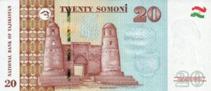 Banknote: 20 Somoni (Tajikistan(2019-2022 Issue "Marks for the Blind ...