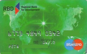 Bank Card: Regional Bank for Development. Green map (RBD Bank ...