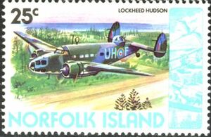 Stamp: Lockheed 414 Hudson (Norfolk Island(Airplanes Definitive Issue ...