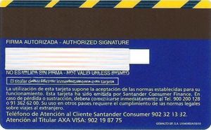 Tarjeta de Banco: Axa (Banco de Santander, EspañaCol:ES-VI-0213