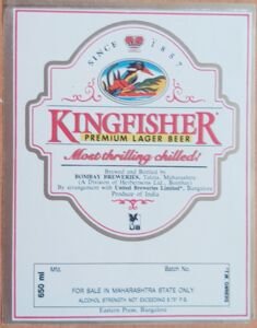 Drink Label: Kingfisher Premium Lager Beer (Bombay Brewerries, India ...