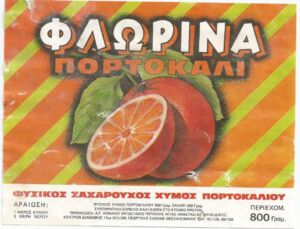 Drink Label: Florina,natural sugary orange juice (Honeos A. G ...