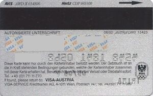 Bank Card: Classic Card (Visa Austria, AustriaCol:AT-VI-0021