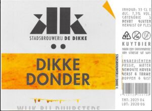 Drink Label: Dikke Donder Kuytbier (Stadsbrouwerij De Dikke ...